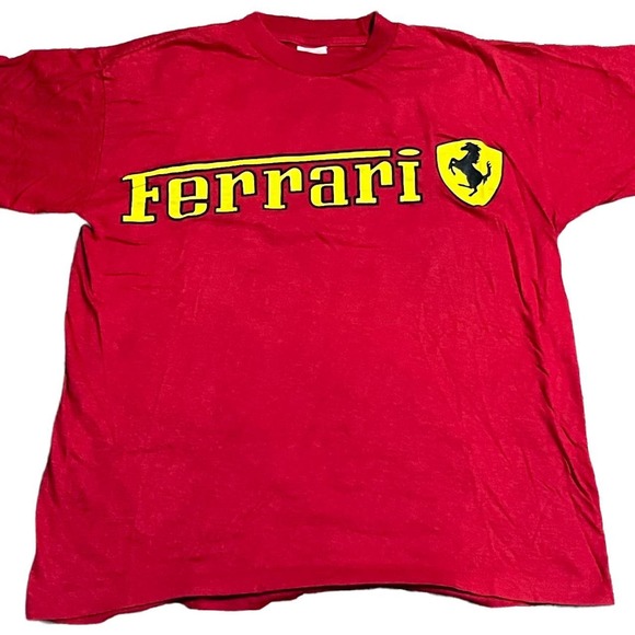Ferrari | Shirts | Vintage 9s Single Stitch Ferrari Red Shirt Size L ...